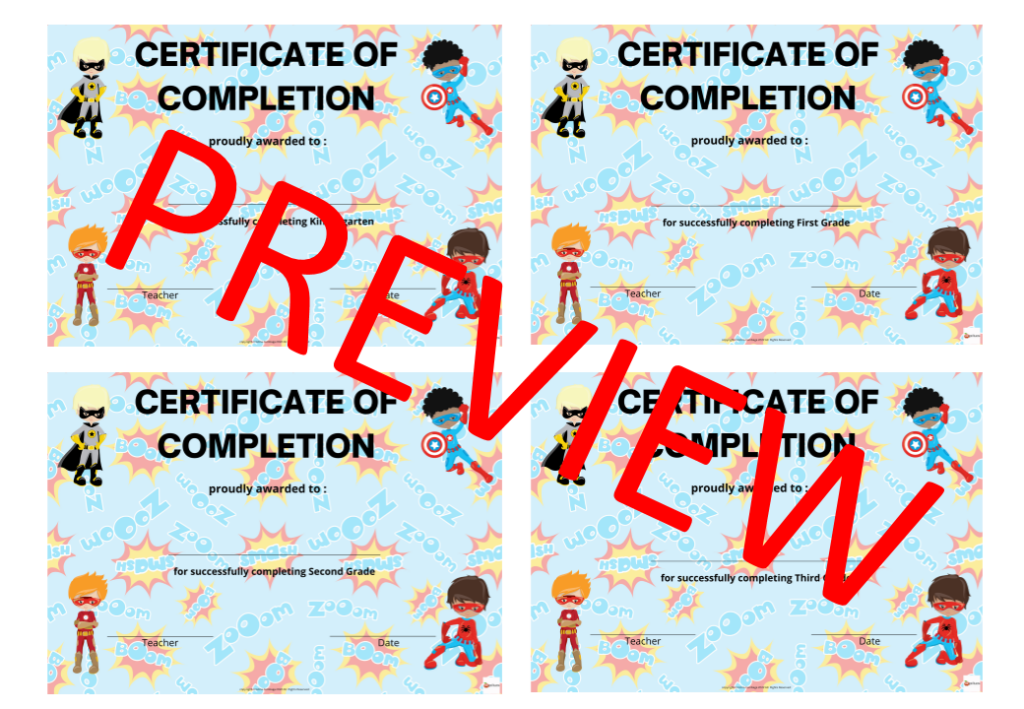 Editable Certificate of Completion Superheroes Theme | Made By Teachers