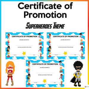 End of Year, Certificate of Completion and Promotion Superheroes Theme ...
