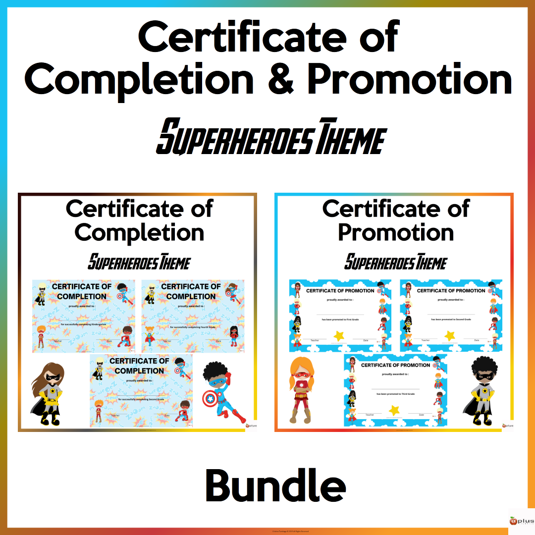 Editable Certificate of Completion and Promotion Superheroes Theme ...