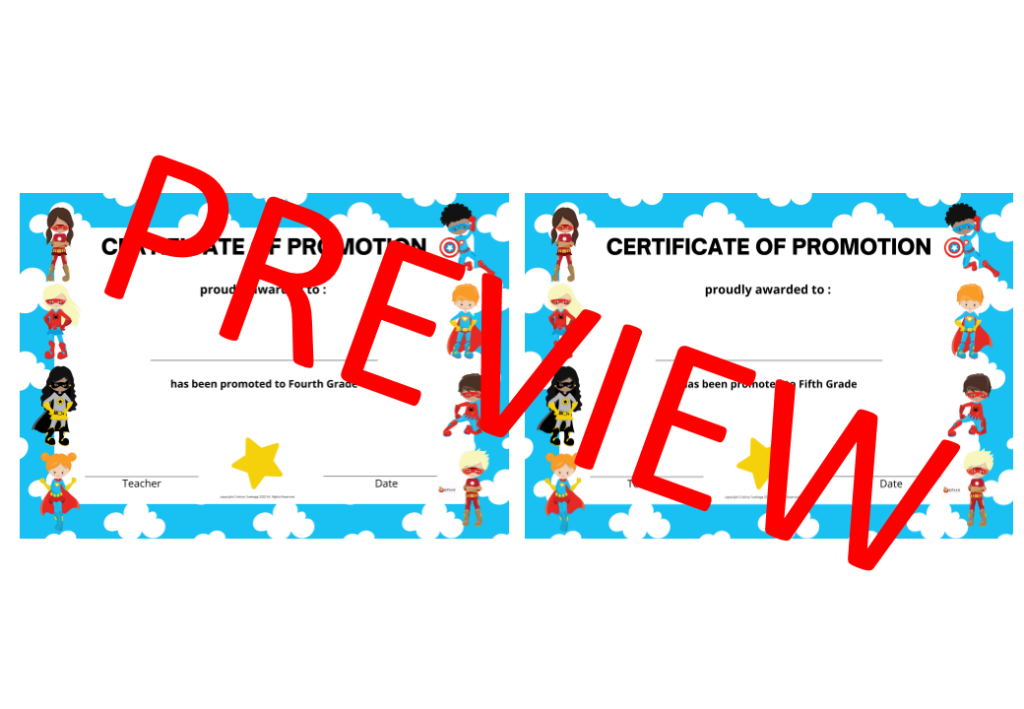 Editable Certificate of Completion and Promotion Superheroes Theme ...