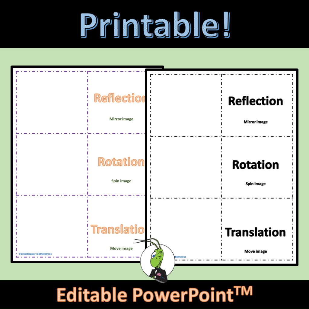 Rigid Transformations Graphic Organizers Rotations, Reflections and ...