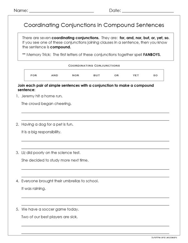 Coordinating and Subordinating Conjunctions - FANBOYS - Grades 3-4 ...