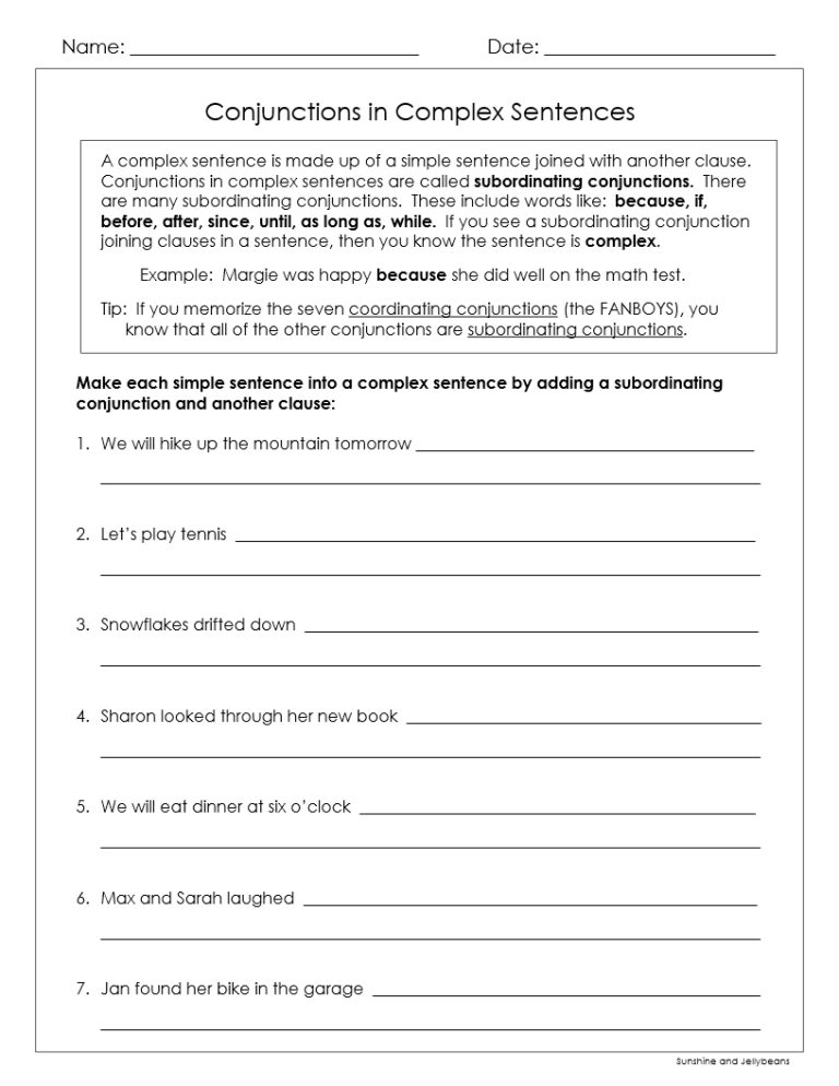 Coordinating and Subordinating Conjunctions - FANBOYS - Grades 3-4 ...