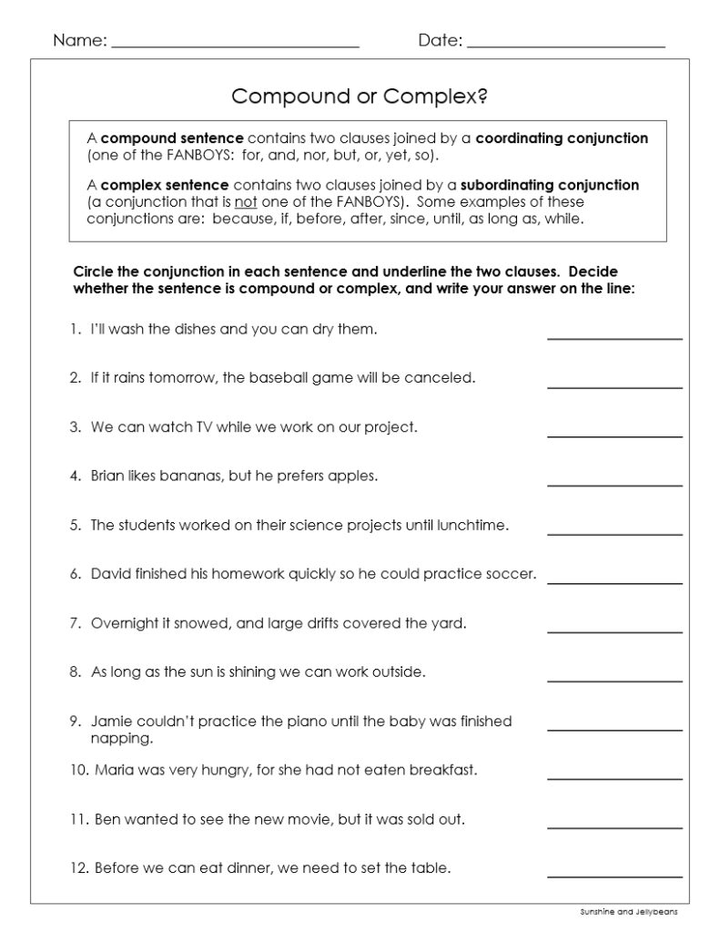Coordinating and Subordinating Conjunctions - FANBOYS - Grades 3-4 ...