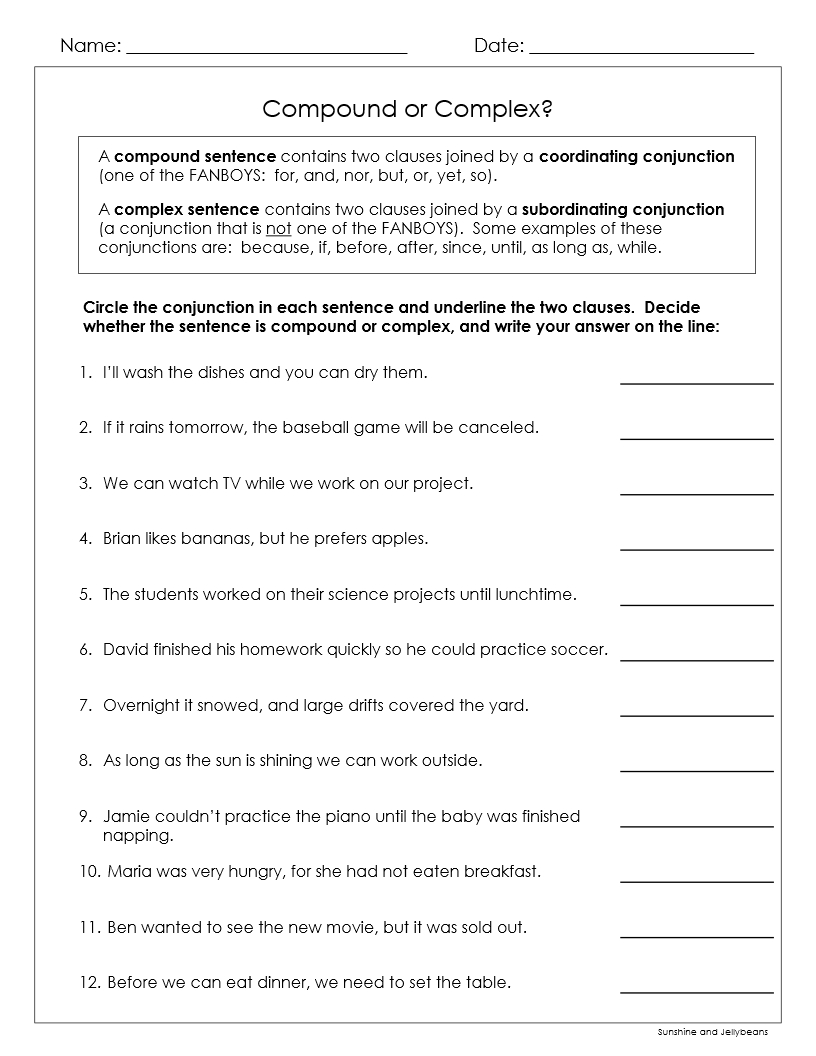 Coordinating and Subordinating Conjunctions - FANBOYS - Grades 3-4 ...