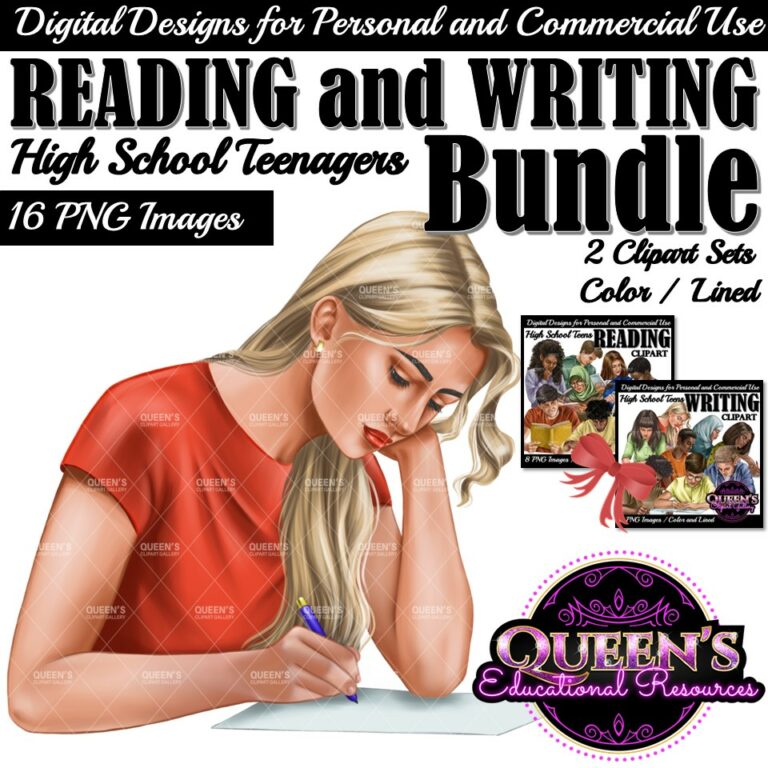 Teens Reading and Writing Clipart / Teenagers Clipart / High School ...