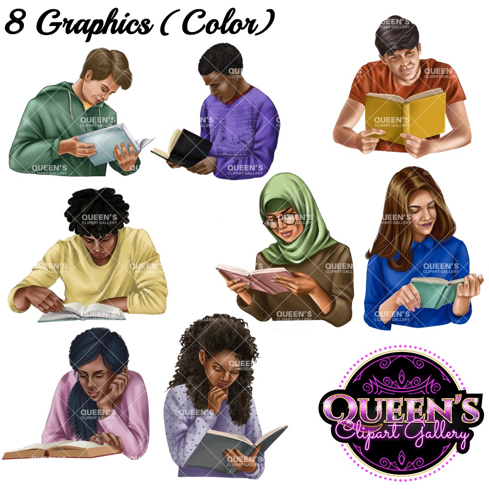 Teens Reading and Writing Clipart / Teenagers Clipart / High School ...