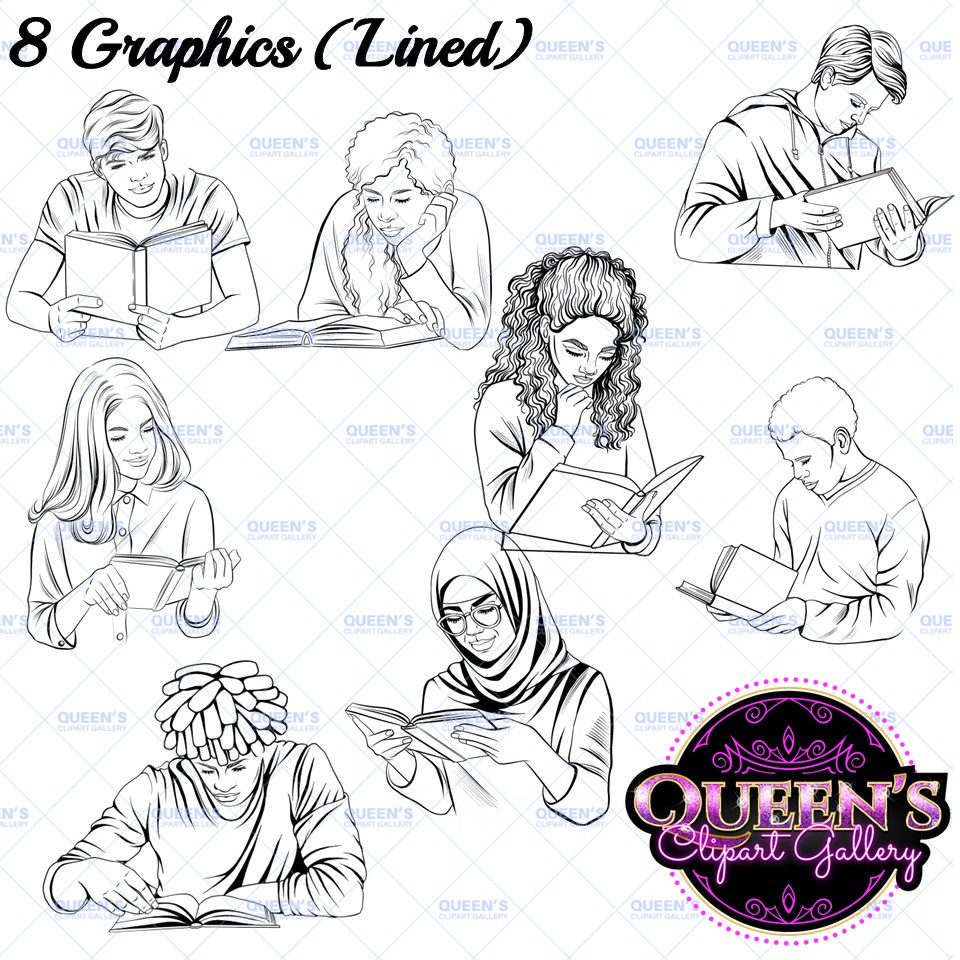 Teens Reading and Writing Clipart / Teenagers Clipart / High School ...