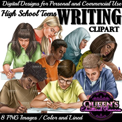 Teens Reading and Writing Clipart / Teenagers Clipart / High School ...