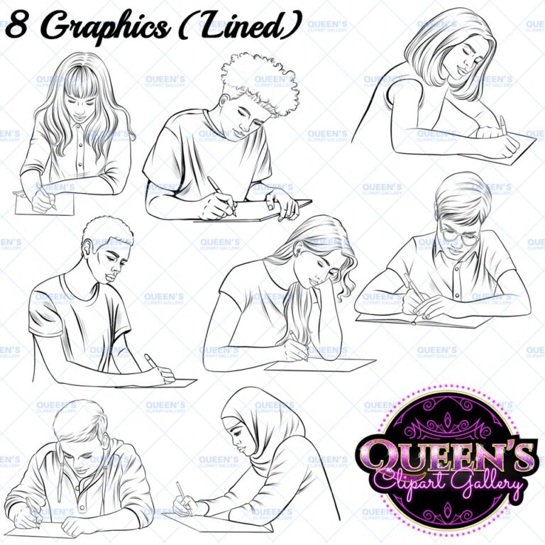 Teens Reading and Writing Clipart / Teenagers Clipart / High School ...