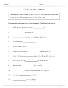 Demonstrative and Interrogative Pronouns - Grades 4-5-6 - Practice ...