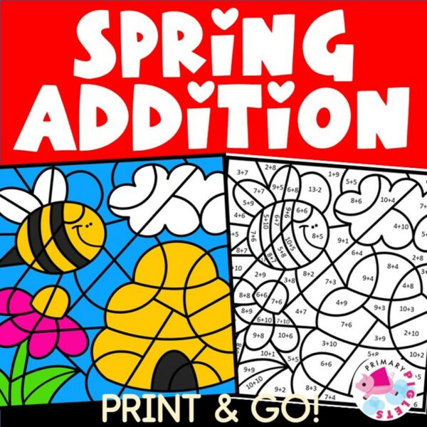 SPRING COLOR BY NUMBER CODE ADDITION FACTS | Made By Teachers