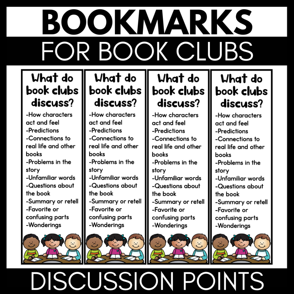 Bookmark for Book Clubs and Literature Circles - Reading Discussion ...