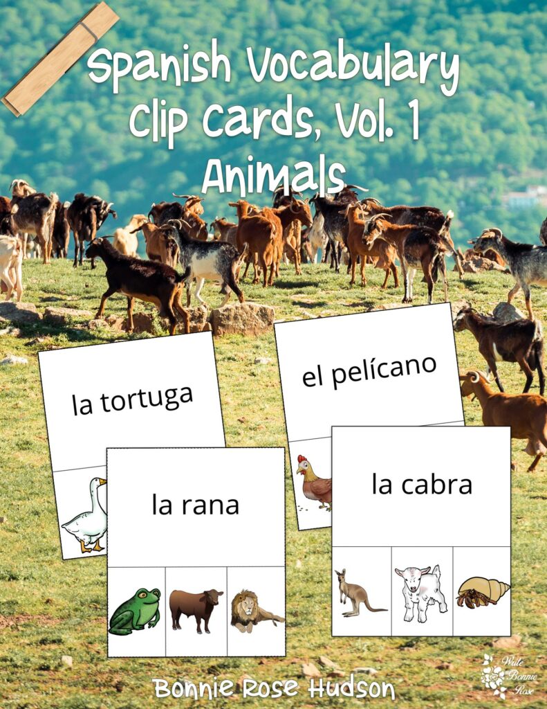 Spanish Vocabulary Clip Cards, Vol. 1: Animals | Made By Teachers