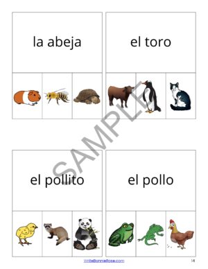Spanish Vocabulary Clip Cards, Vol. 1: Animals | Made By Teachers