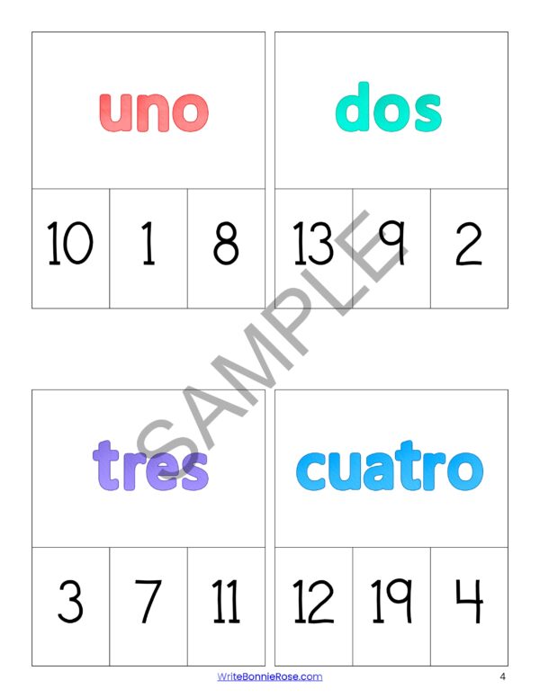 Spanish Vocabulary Clip Cards, Vol. 2: Numbers, Calendars, Seasons ...