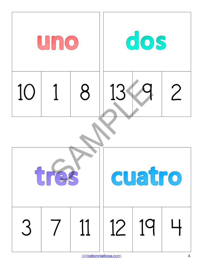 Spanish Vocabulary Clip Cards, Vol. 2: Numbers, Calendars, Seasons ...
