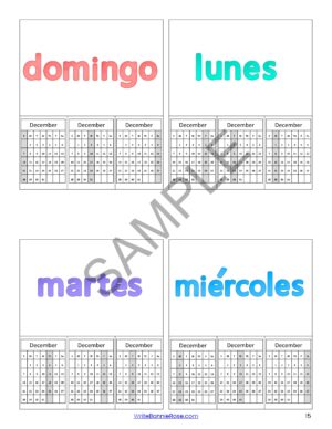 Spanish Vocabulary Clip Cards, Vol. 2: Numbers, Calendars, Seasons ...