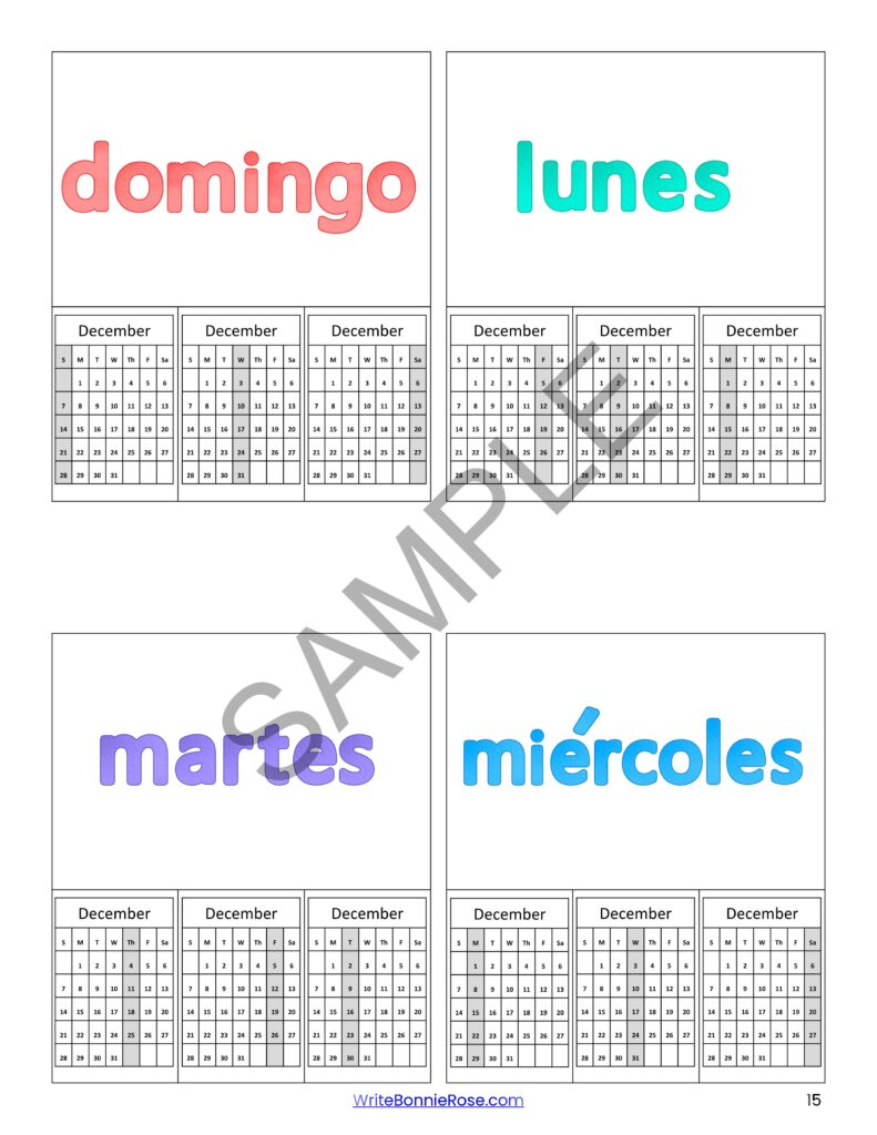 Spanish Vocabulary Clip Cards, Vol. 2: Numbers, Calendars, Seasons ...
