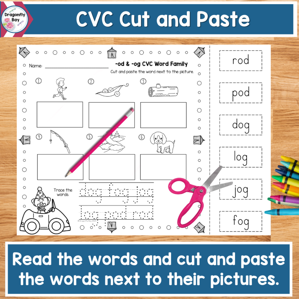 CVC Read Cut and Paste Phonics Printable Worksheets | Made By Teachers