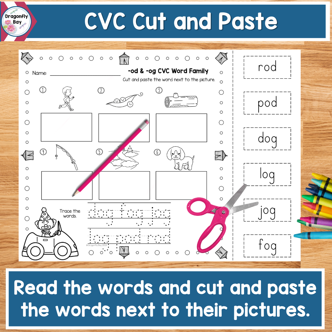 CVC Read Cut and Paste Phonics Printable Worksheets | Made By Teachers