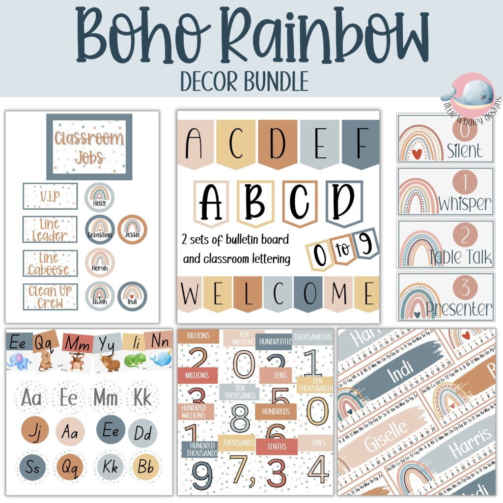 Boho Rainbow Classroom Decor Bundle | Made By Teachers