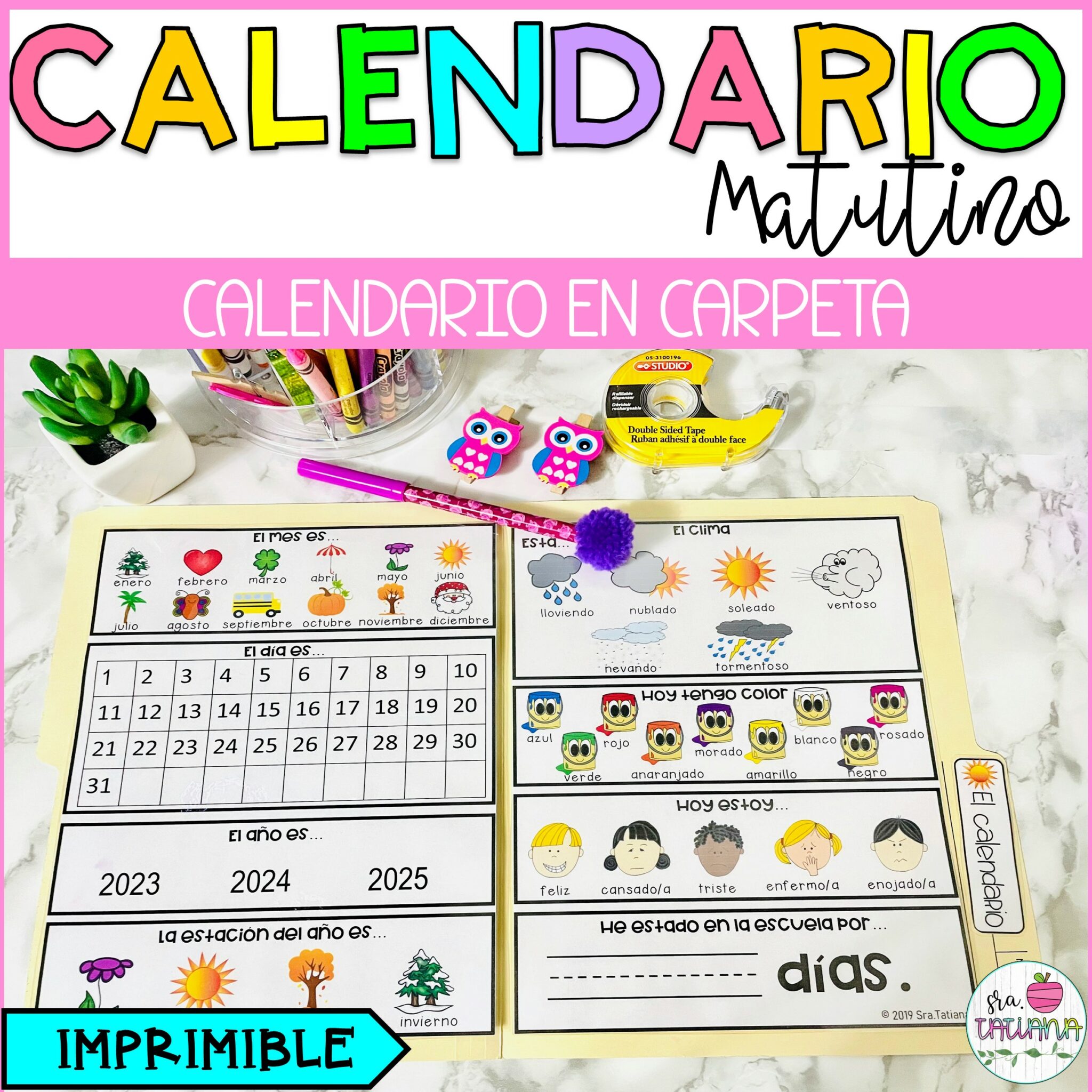 Morning Calendar Folder in Spanish | Calendario Matutino en Carpeta ...