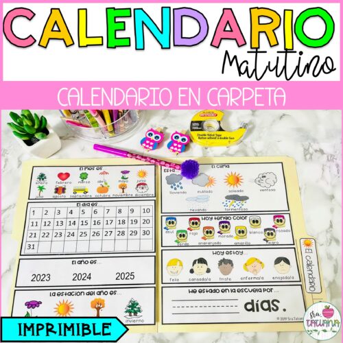 Morning Calendar Folder in Spanish | Calendario Matutino en Carpeta ...