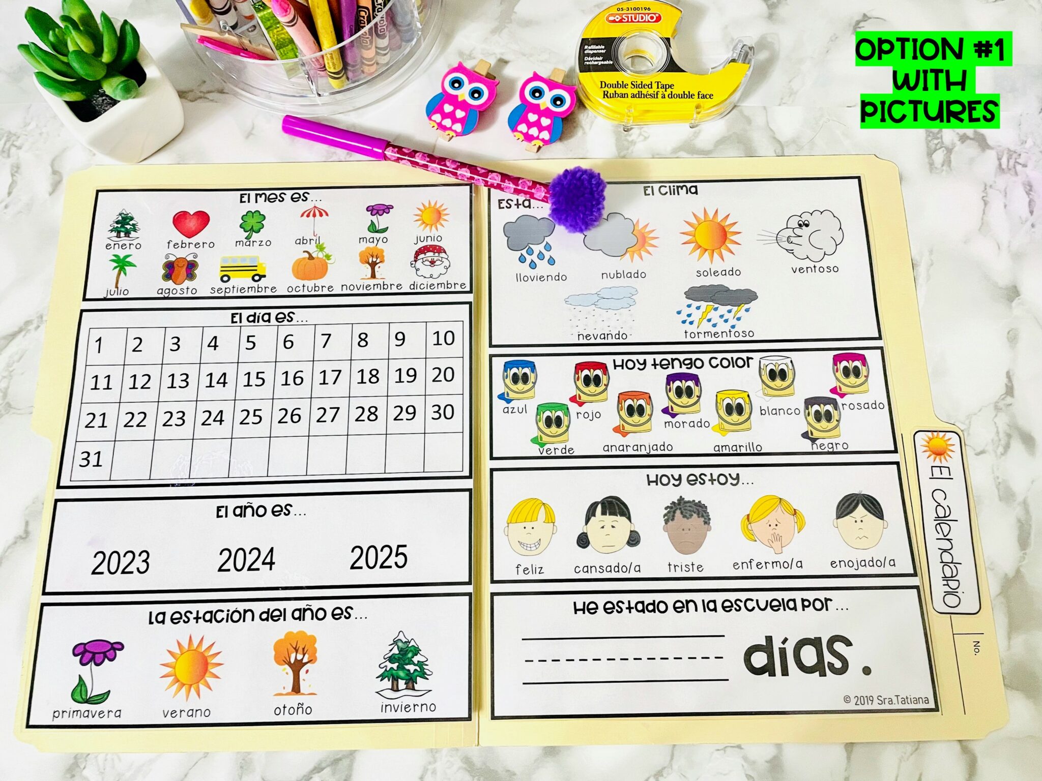 Morning Calendar Folder in Spanish | Calendario Matutino en Carpeta ...