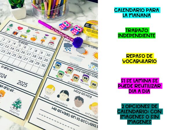 Morning Calendar Folder in Spanish | Calendario Matutino en Carpeta ...
