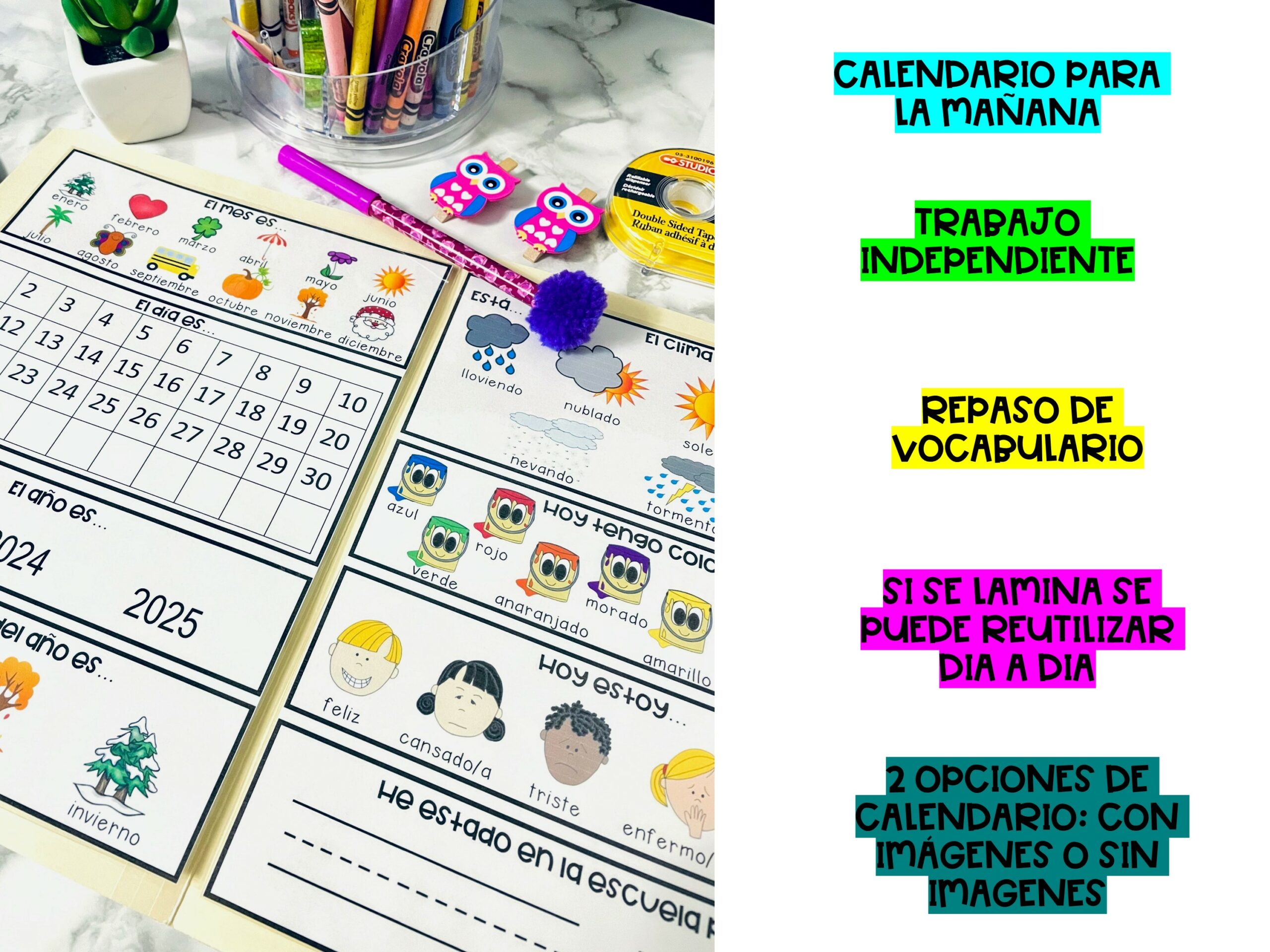 Morning Calendar Folder in Spanish | Calendario Matutino en Carpeta ...
