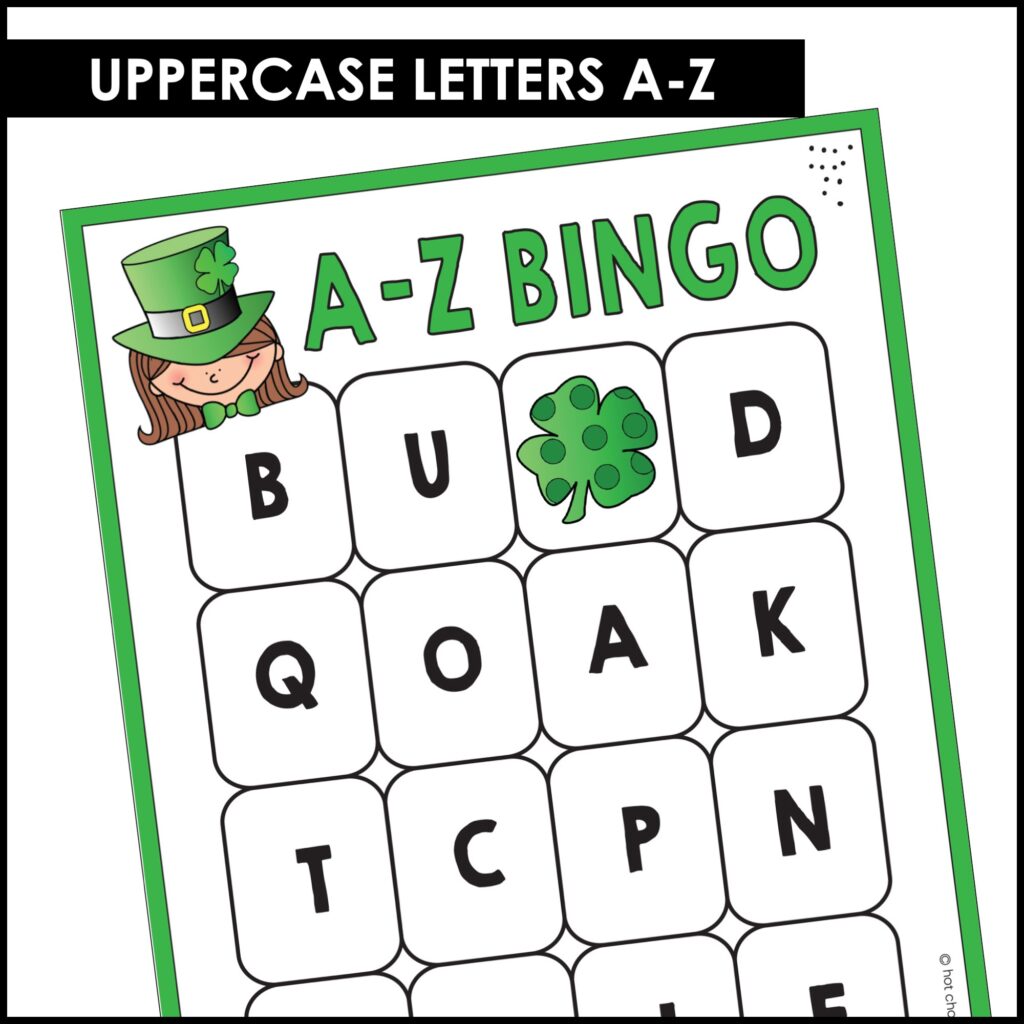 St. Patrick's Day Alphabet Recognition Bingo - Letters A through Z ...