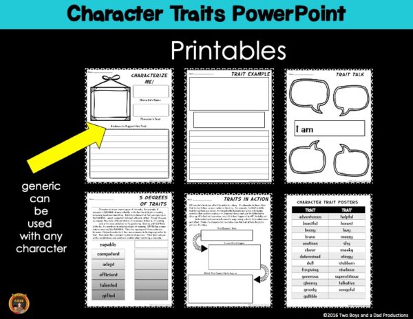 Character Traits Analysis POWERPOINT with Worksheets and Posters | Made ...