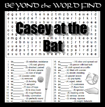 CASEY AT THE BAT Prereading Vocabulary Puzzle Quiz, Review, Worksheet ...