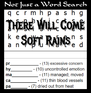 THERE WILL COME SOFT RAINS - Prereading Vocabulary Puzzle, Worksheet ...