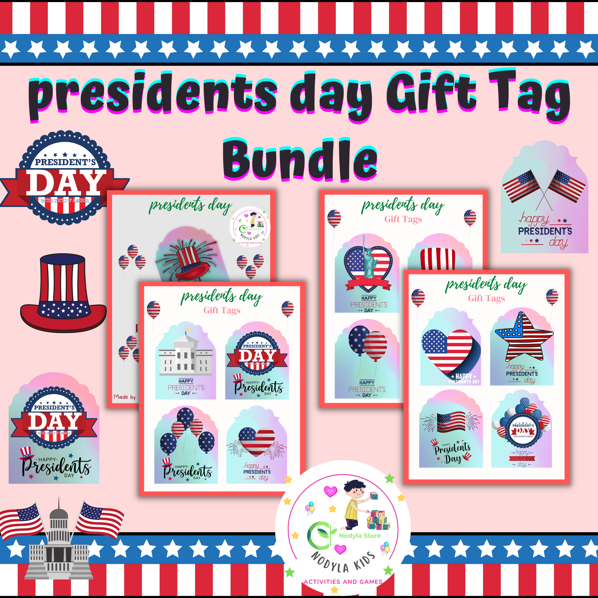presidents day Gift Tag Bundle | Made By Teachers