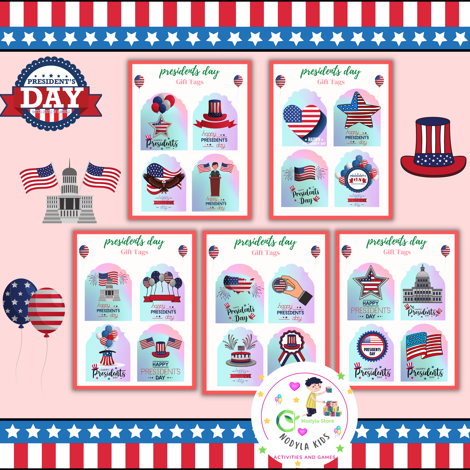 presidents day Gift Tag Bundle | Made By Teachers
