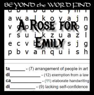 A ROSE FOR EMILY Prereading Vocabulary Puzzle - Quiz, Worksheet, Test ...