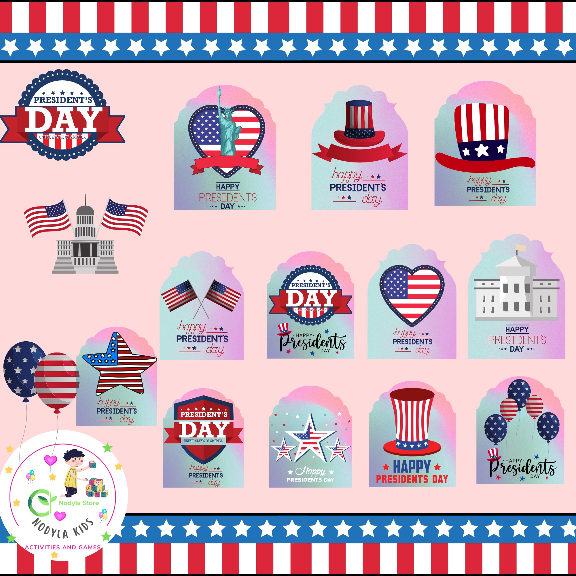 presidents day Gift Tag Bundle | Made By Teachers