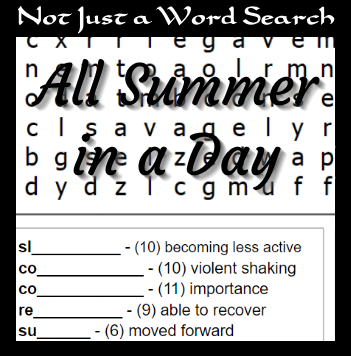 ALL SUMMER IN A DAY - Prereading Vocabulary Puzzle, Quiz, Worksheet ...