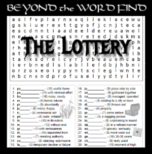 THE LOTTERY - Prereading Vocabulary Puzzle, Quiz, Worksheet, Test - NO ...