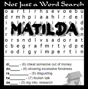 MATILDA Prereading Vocabulary Puzzle, Quiz, Worksheet, Test, Review ...