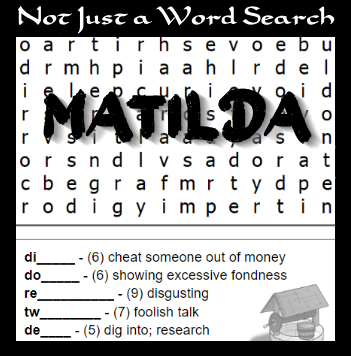 MATILDA Prereading Vocabulary Puzzle, Quiz, Worksheet, Test, Review ...