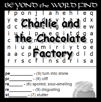 CHARLIE AND THE CHOCOLATE FACTORY Prereading Vocabulary Puzzle, Quiz ...