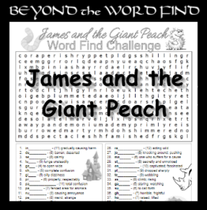 JAMES AND THE GIANT PEACH - Prereading Vocabulary Puzzle, Quiz - NO ...