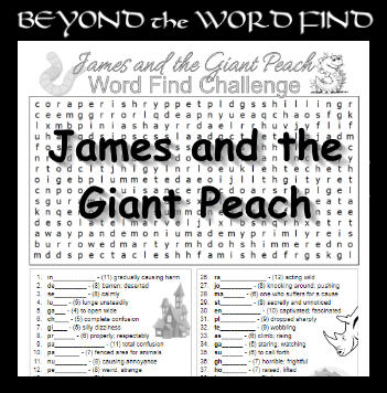 JAMES AND THE GIANT PEACH - Prereading Vocabulary Puzzle, Quiz - NO ...