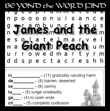 JAMES AND THE GIANT PEACH - Prereading Vocabulary Puzzle, Quiz - NO ...