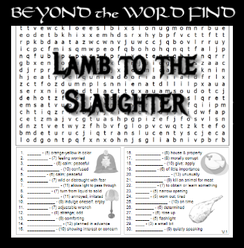 LAMB TO THE SLAUGHTER Prereading Vocabulary Puzzle, Quiz, Worksheet ...