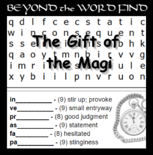 THE GIFT OF THE MAGI Prereading Vocabulary Puzzle, Quiz, Worksheet - NO ...