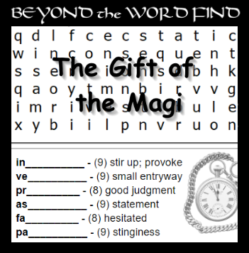 THE GIFT OF THE MAGI Prereading Vocabulary Puzzle, Quiz, Worksheet - NO ...